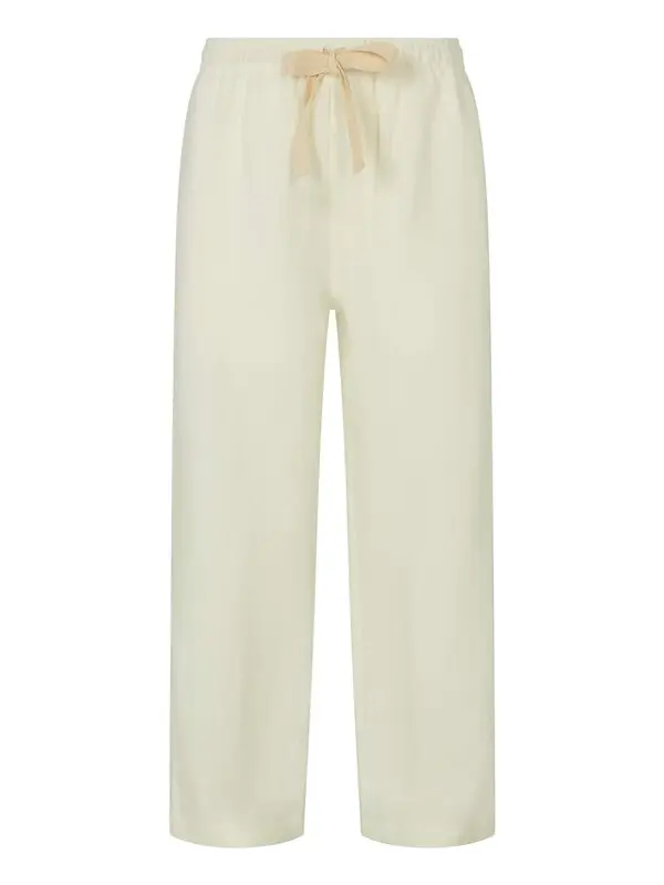 Commas Linen Wide-leg Trousers - White