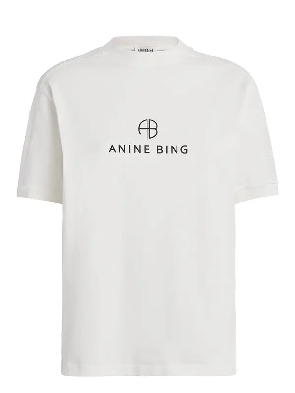 ANINE BING Cotton Monogram T-shirt - Ivory