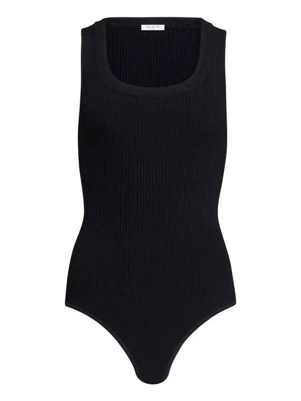 Alaïa Scoop-neck Tank Bodysuit - Black