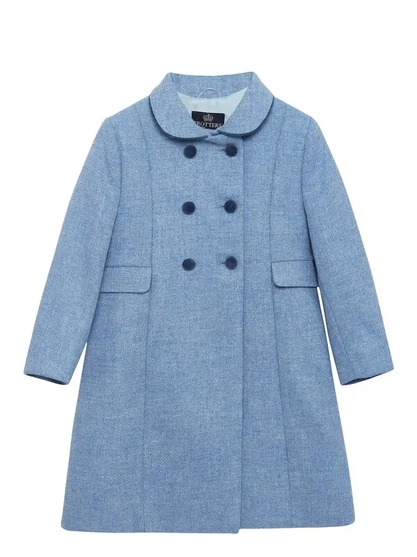 Trotters Wool Double-breasted Coat - Blue