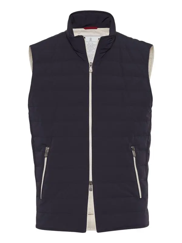 Brunello Cucinelli Bonded Taffeta Down Gilet - Blue