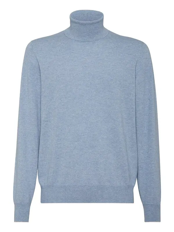 Brunello Cucinelli Cashmere Rollneck Sweater - Blue
