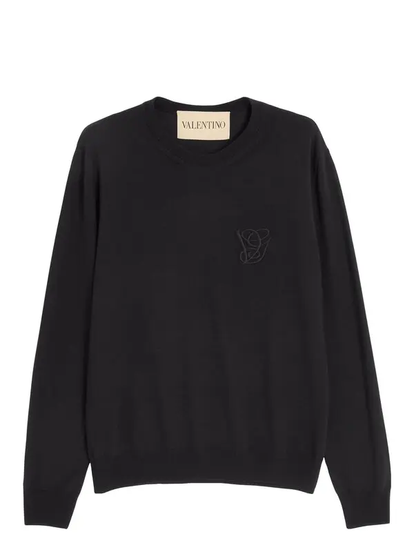 Valentino Garavani Virgin Wool Monogram Sweater - Black