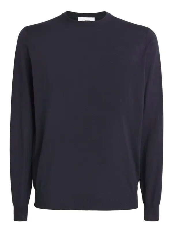 LARDINI Virgin Wool Crew-neck Sweater - Navy