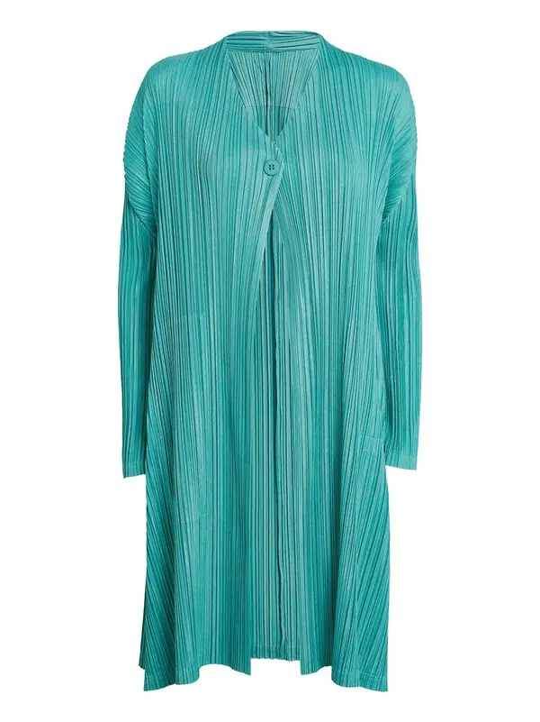 Issey Miyake Mellow Pleats Longline Cardigan - Green