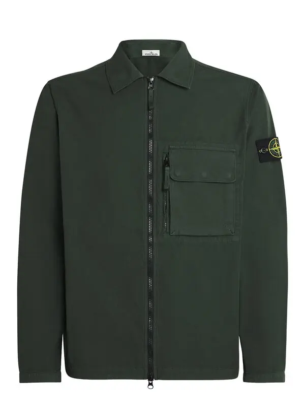 Stone Island Classic Zip-up Canvas Jacket - Green