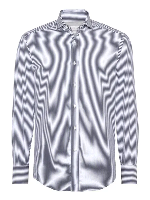 Brunello Cucinelli Cotton Stripe Shirt - Blue