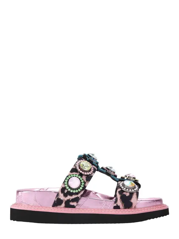 Kurt Geiger Leather Orson Crystal Sandals - Pink