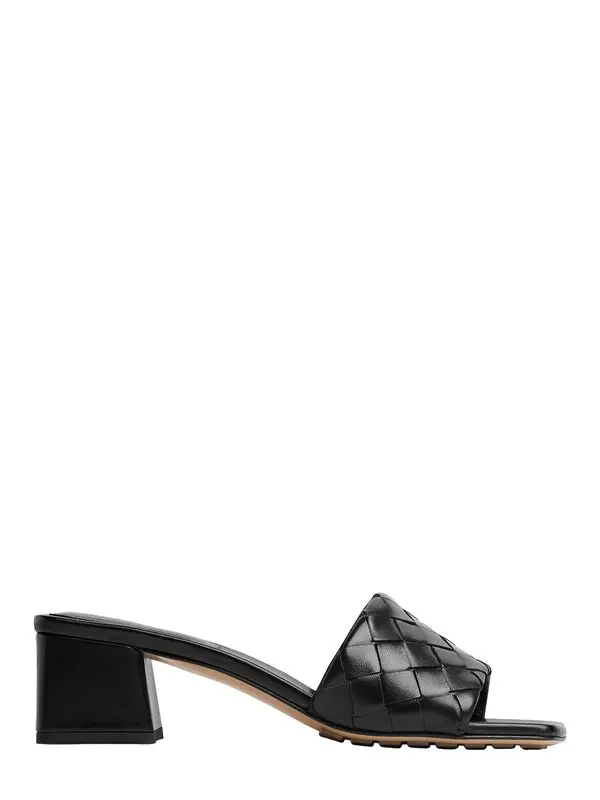 Bottega Veneta Lambskin Parco Heeled Mules - Black