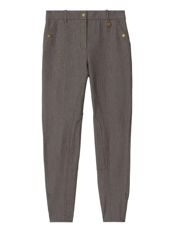 Burberry Stretch Cotton Herringbone Jodhpurs - Brown