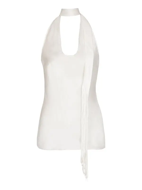 Balmain Silk Backless Top - White