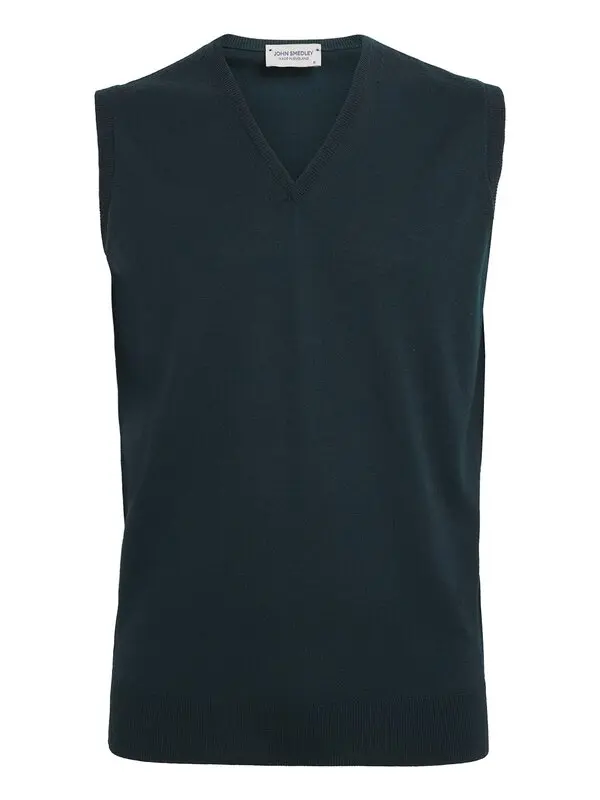 John Smedley Merino Wool V-neck Sweater Vest - Green
