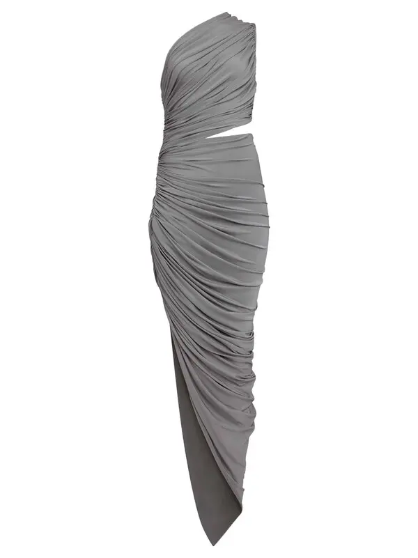 Alaïa Gathered Asymmetric Midi Dress - Grey