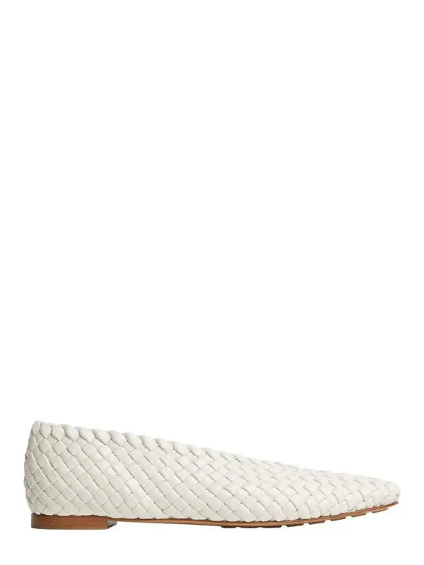 Bottega Veneta Intreccio Leather Sofia Ballet Flats - White