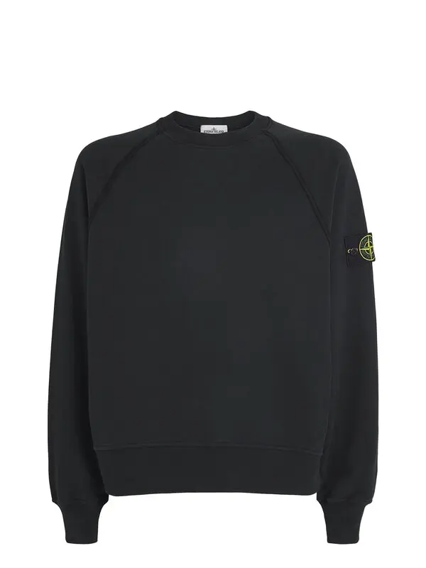 Stone Island Cotton Sweatshirt With Compass Logo - Black