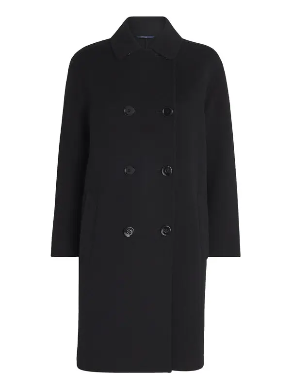 Max Mara Virgin Wool Double-breasted Coat - Black