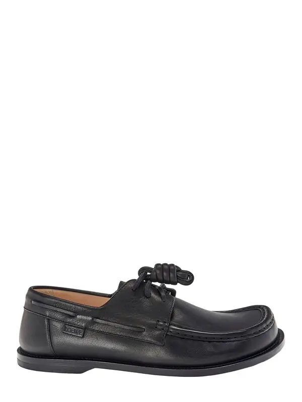 Loewe Leather Campo Boat Shoes - Black