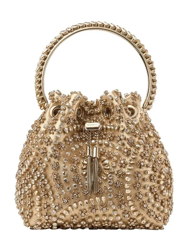 JIMMY CHOO Embellished Top-handle Bon Bon Bag - Gold