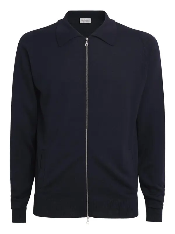 John Smedley Merino Wool Hybrid Overshirt - Navy
