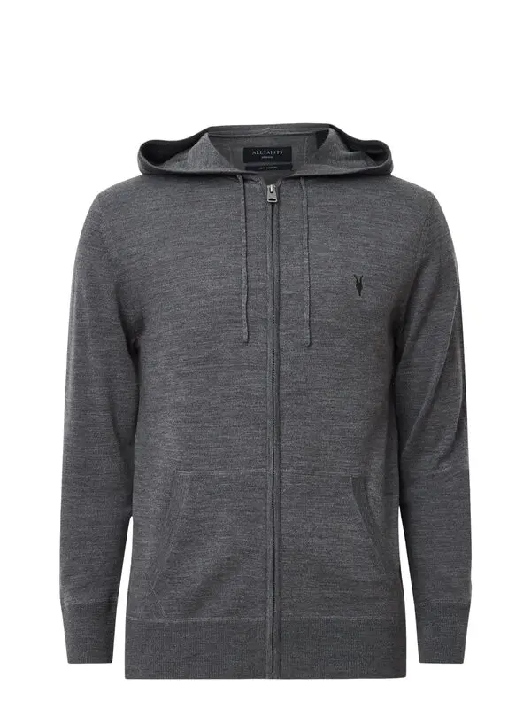 ALLSAINTS Merino Wool Mode Hoodie - Grey