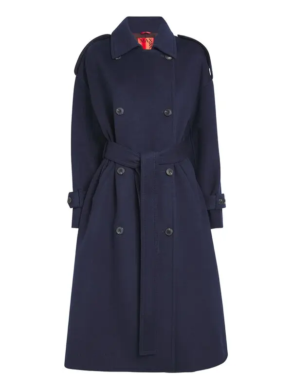 Max & Co. Virgin Wool Double-breasted Coat - Blue