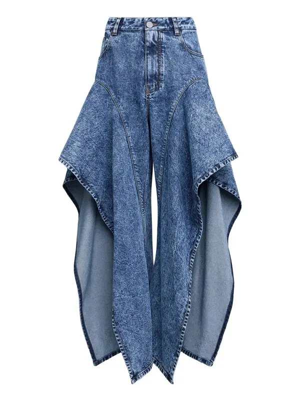 Alaïa Ruffled Split Jeans - Blue