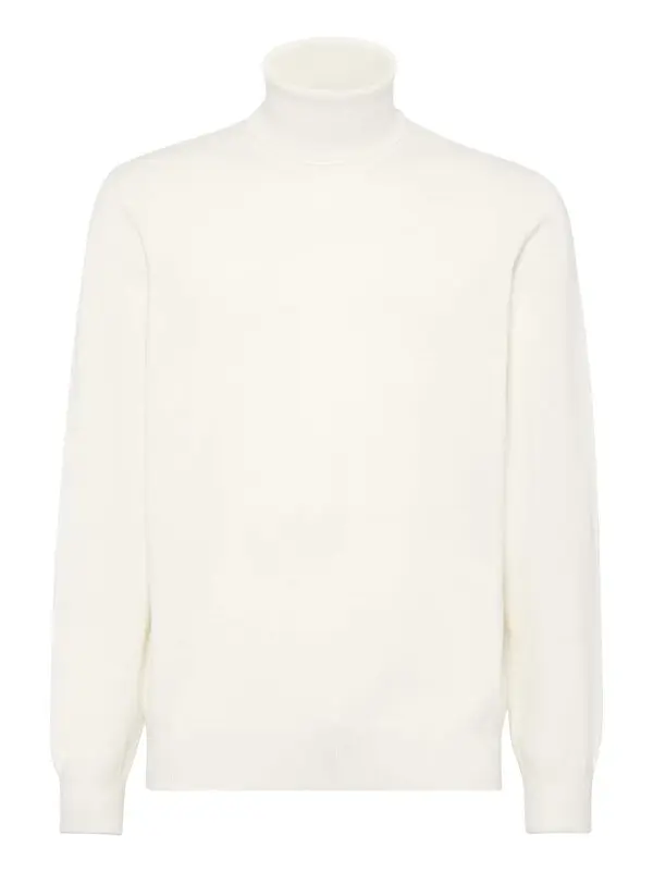 Brunello Cucinelli Cashmere Rollneck Sweater - White