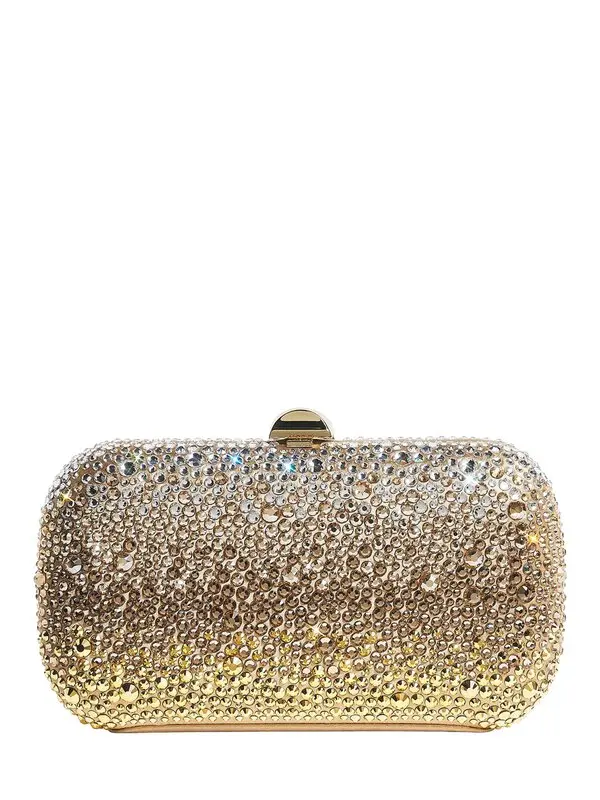 Rodo Satin Embellished Clutch - Nude