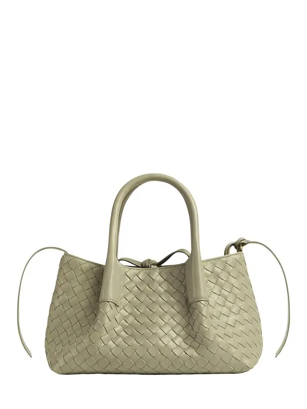 Bottega Veneta Small Leather Intrecciato Pinacoteca Tote - Green