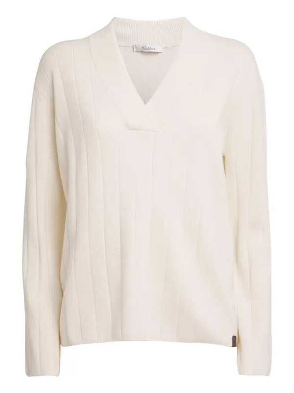 Max Mara Cashmere V-neck Pullover - White