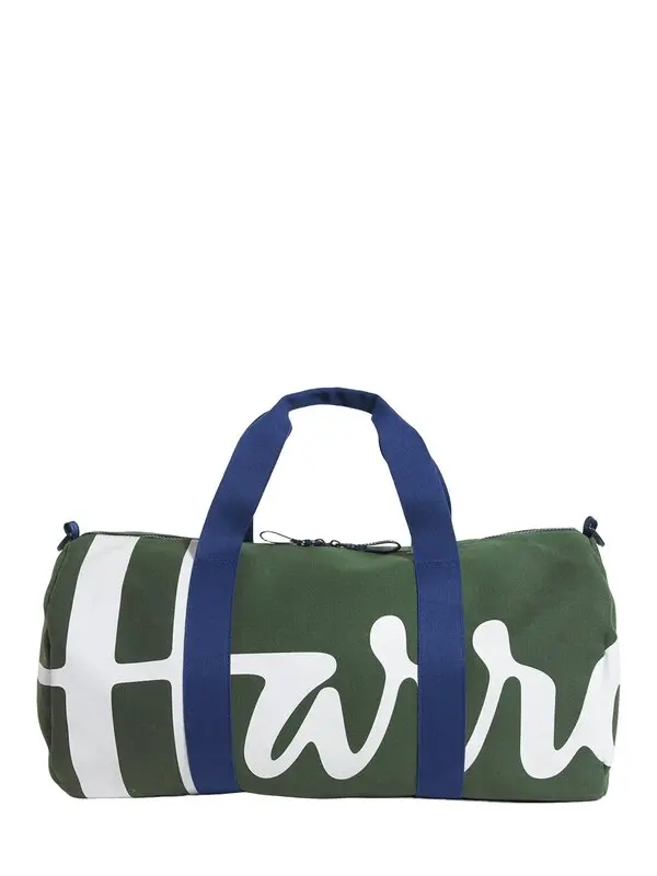 Harrods Cotton Logo Barrel Bag - Green