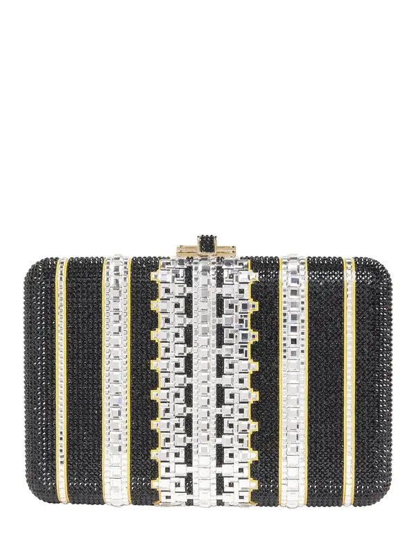 Judith Leiber Crystal Lattice Slim Slide Clutch - Black
