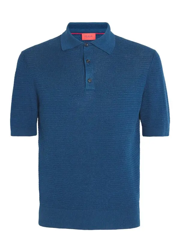 Isaia Silk-linen Polo Shirt - Blue