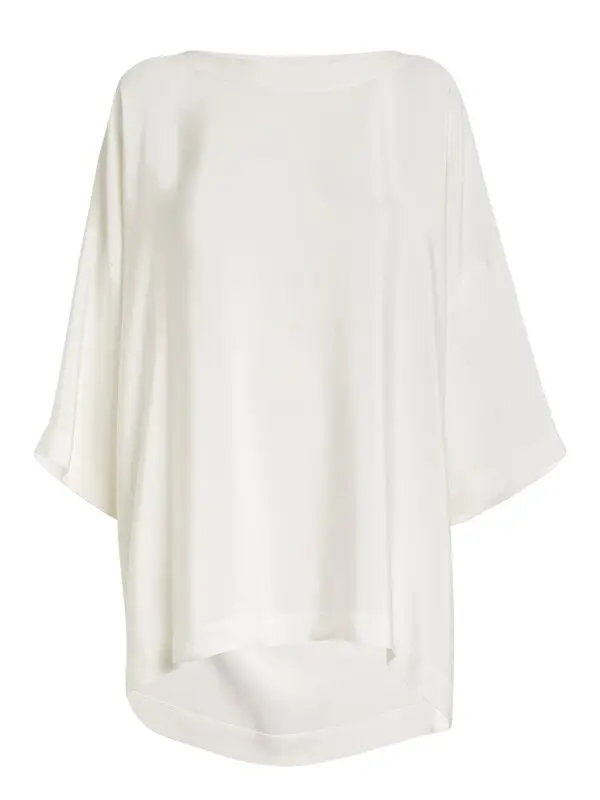 Eskandar Silk Boat-neck Tunic - White