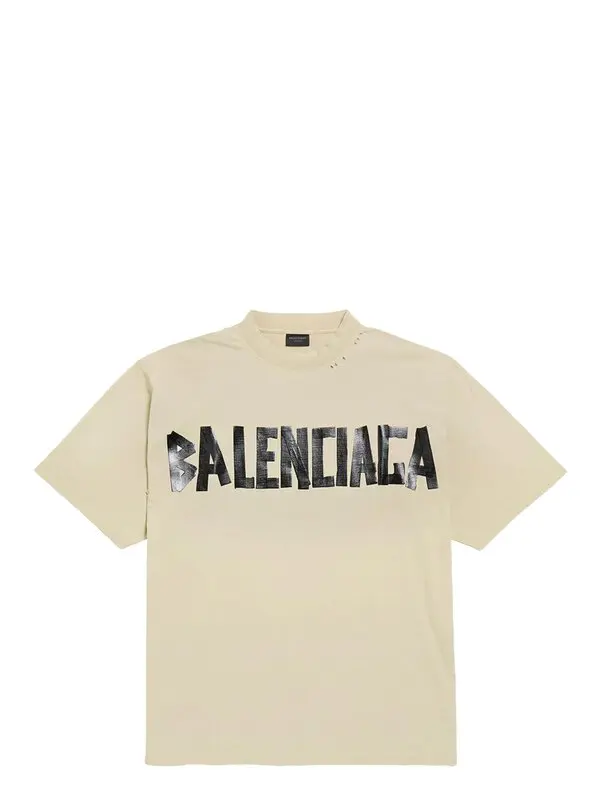 Balenciaga Oversized Tape Logo T-shirt - Beige