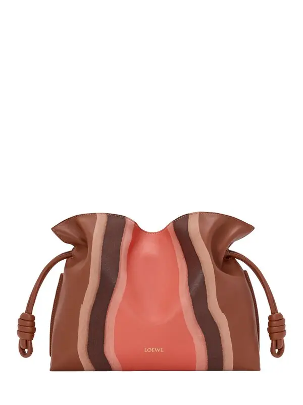 Loewe Leather Stripe Flamenco Clutch Bag - Brown