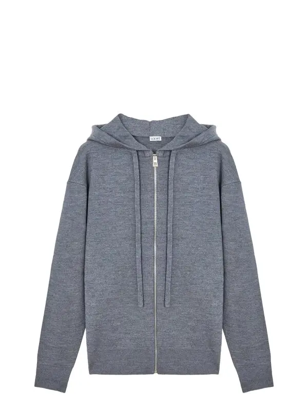 Loewe Wool Anagram Zip-up Hoodie - Grey