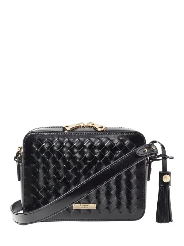 ASPINAL OF LONDON Leather Slot Weave Camera Bag - Black