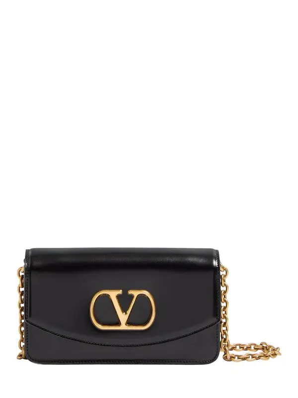 Valentino Garavani Small Leather Vain Clutch - Black