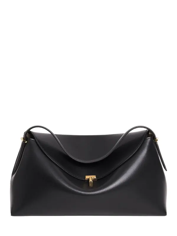 TOTEME Leather T-lock Top-handle Bag - Black