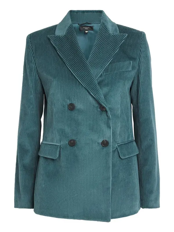 Max Mara Corduroy Double-breasted Blazer - Blue