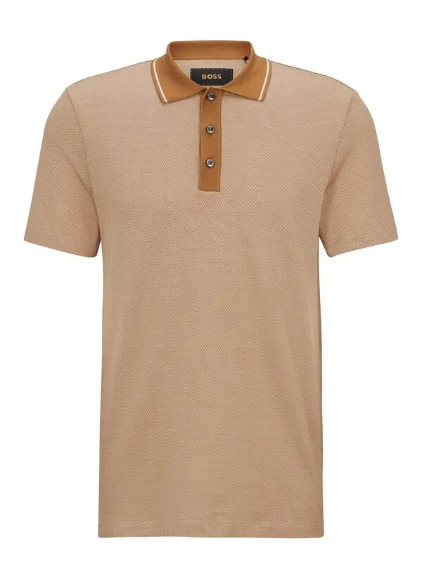 BOSS Cotton-silk Polo Shirt - Beige