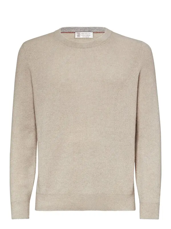Brunello Cucinelli Cashmere Ribbed Sweater - Beige