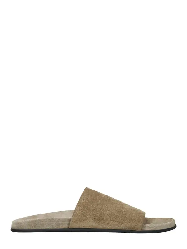 THE ROW Hugh Suede Slides - Beige
