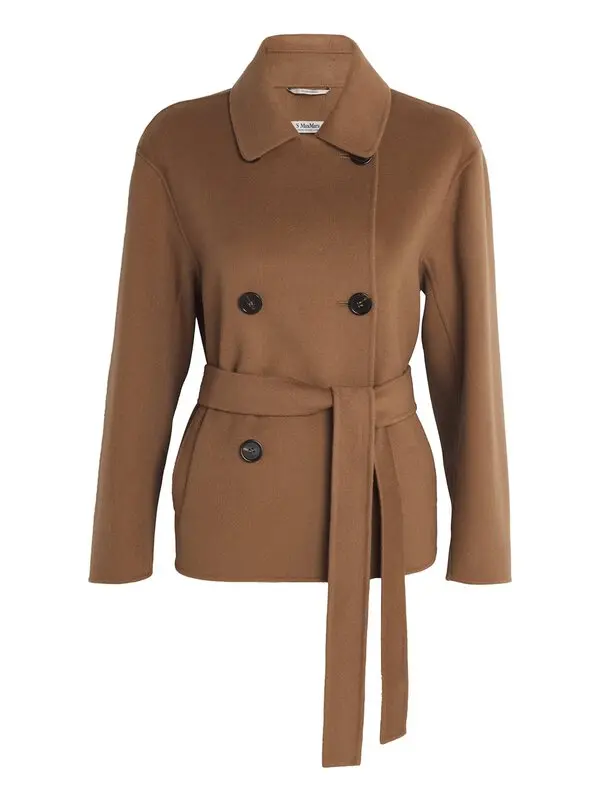 Max Mara Virgin Wool Double-breasted Coat - Beige