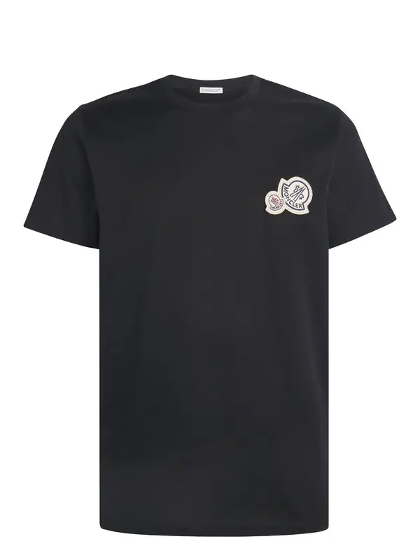 Moncler Cotton Double Logo T-shirt - Black