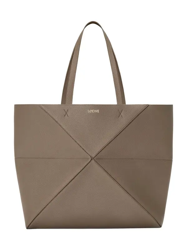 Loewe Large Leather Puzzle Fold Tote Bag - Brown