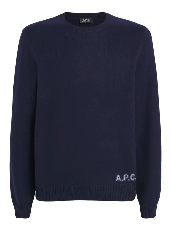 A.p.c. Merino Wool Edward Logo Sweater - Navy
