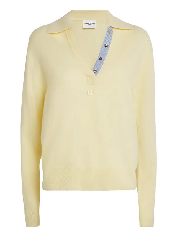 Claudie Pierlot Wool-cashmere Polo Sweater - Yellow