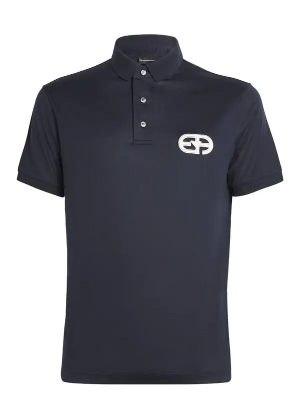 Emporio Armani Embroidered Logo Polo Shirt - Blue